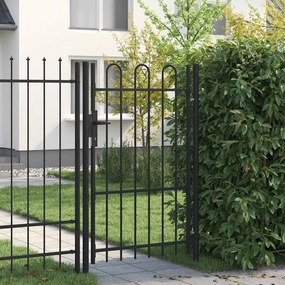 Plotová brána BOXTEL jednokřídlé dveře s klenutým vrškem ocelová 1x1,5 m černá 146031