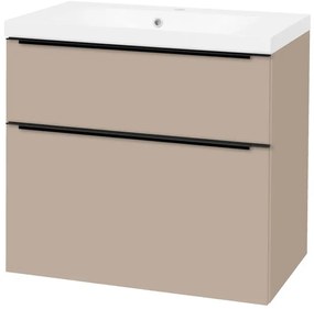 Mereo Mereo, Mailo, koupelnová skříňka s umyvadlem z litého mramoru 81 cm, bílá, dub, antracit, CN551MB