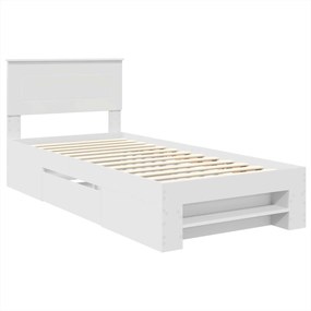 Rám postele s čelo Bílá 90 x 200 cm Kompozitní dřevo 3408802