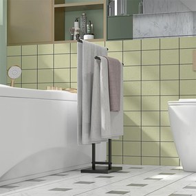 HOMCOM Volně stojící stojan na ručníky 2-podlažní, kovový držák na ručníky do koupelny, 50Š x 18,5H x 85V cm, černý