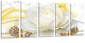 5-dílný obraz luxusní růže s abstrakcí