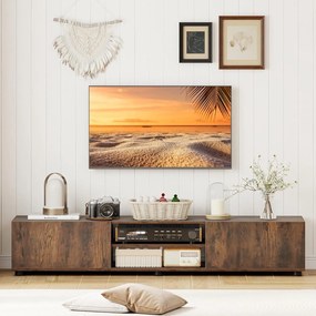 Costway TV skříň TV komoda pro televizory do 70 palce TV s 2 dvířky rustikálně