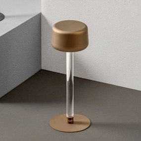 Designová stolní lampa OLEV Tee s dobíjecí baterií, zlatá