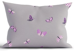 MK Lůžkoviny Bavlněný povlak na polštář Renforcé 50 x 70 cm - Motýlci tmavě šedé