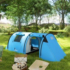 Outsunny rodinný stan pro 3 osoby — skládací, lehký stan s dveřmi, okny a háčkem, přepravní vak, voděodolnost 3000 mm vodního sloupce, 470 x 220 x 15…