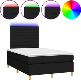 Box spring postel s matrací a LED černá 120 x 200 cm textil 3135503