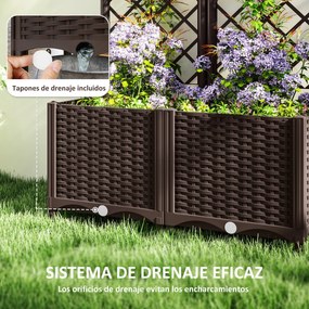 Outsunny Velký venkovní květináč s mřížkou a drenážními otvory pro popínavé rostliny, stojan pro zahradu, terasu 80x40x135 cm Hnědý