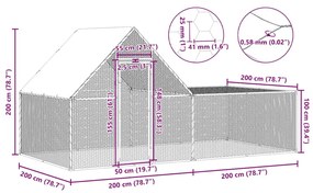 vidaXL Marketos Klec pro kuřata 4 x 2 x 2 m pozinkovaná ocel