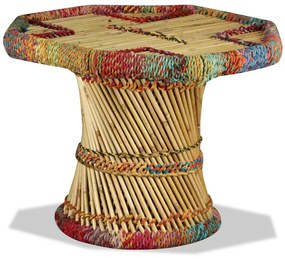 Konferenční stolek, bambus s látkou chindi, vícebarevný