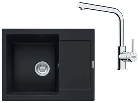Franke - Kuchyňský set G257O, fragranitový dřez MRG 611-62 a baterie FS 3230.031, onyx/chrom 114.0700.715