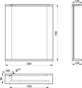 Aqualine Korin zrcadlo 50 x 70 x 12 cm s led osvětlením KO395S