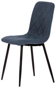 Jídelní židle CT-283 BLUE2 látka modrá, kov černý lak mat