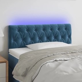 Čelo postele s LED tmavě modré 90 x 7 x 78/88 cm samet 3121988