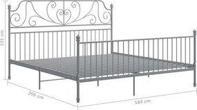 Rám postele šedý kov 180 x 200 cm 324858