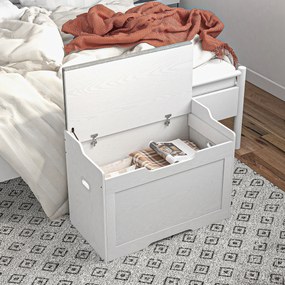 HOMCOM 103 litrová úložná truhla s víkem, sedák, sedací truhla s úložným prostorem, odnímatelný sedák, do obývacího pokoje, ložnice, bílá | Aosom