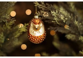 Skleněná ručně vyrobená vánoční ozdoba 8 cm Hedgehog – Sass &amp; Belle