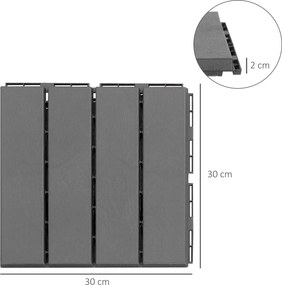 Outsunny terasové dlaždice sada 9 balkonových dlaždic click dlaždice pro terasu a zahradu plastová černá 30x30cm | Aosom.de