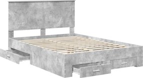 Rám postele s čelo Betonově šedá 140 x 200 cm Kompozitní dřevo 3409652
