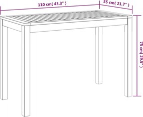 vidaXL Zahradní jídelní stůl 110 x 55 x 75 cm masivní akáciové dřevo [366368]