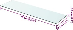 Policové desky 2 ks sklo čiré 70 x 20 cm 3051569