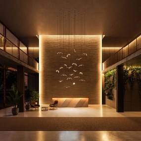 Designové závěsné svítidlo Brokis Night Birds PC962 Povrch Montury: Stříbrný elox, Barva skla: Šedá kouřová - masiv, Povrch baldachýnu: kov - černý matný komaxit