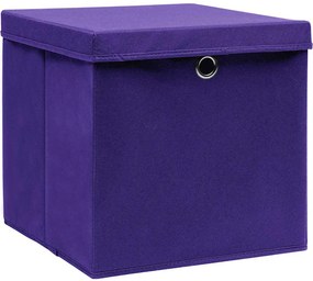 Úložné boxy s víky 4 ks 28 x 28 x 28 cm fialové 325212