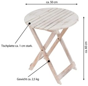 Skládací kulatý zahradní stůl Divero, 50 cm, přírodní dřevo