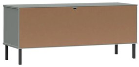 Botník s kovovými nohami šedý 106x35x45 cm masivní dřevo OSLO - Default Title
