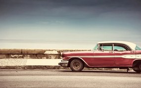 Vícedílný obraz Staré Americké Retro Auto Nedostatek Nedostatek Přírodní plátno 160x100