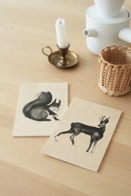Obrázek na dřevěné kartě Roe Deer 10x15 cm Teemu Järvi Illustrations