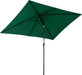 Outsunny Hliníkový Slunečník 195x295x253 cm Obdélníkový Zahradní Slunečník s Kličkou a Odnímatelným Sloupem pro Terasu, Bazén, Patio, Venku Zelený | A