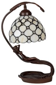 Krémová stolní lampa Tiffany Trees – 28x20x41 cm