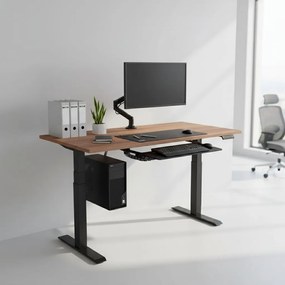 Výškově nastavitelný stůl OfficeTech C, 120 x 80 cm, černá podnož, dub silverjack