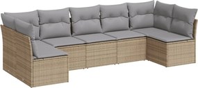 7dílná zahradní sedací souprava s poduškami béžová polyratan 3217429