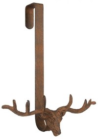 Hnědý antik háček na dveře na věnec Jelen - 28*11*37 cm