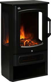 HOMCOM LED elektrický krb Stojící krbová kamna s efektem plamene 1000/2000W Vnitřní vytápění Dekorativní krb 2 úrovně vytápění 44,5x32x74cm pro útuln…