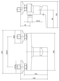 Cersanit S951-034 - Sprchová baterie MILLE černá/lesklý chrom