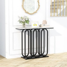 Costway Konzolový stolek 100 cm v mramorovém vzhledu, černý