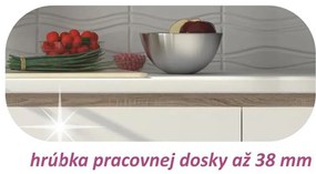 Kuchyňská sestava LINE 260 cm, dub sonoma a bílá vysoký lesk HG