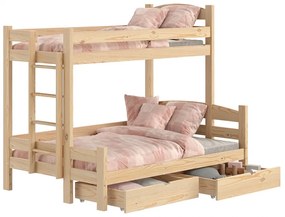 postel patrová s zásuvkami Lovic levá - Borovice, 90x200/120x200