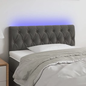 Čelo postele s LED tmavě šedé 100 x 7 x 78/88 cm samet 3121991