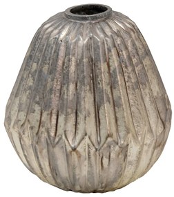 Béžovo-šedá antik dekorační skleněná váza - 10*10*11 cm