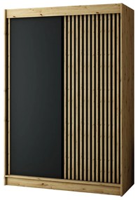 Šatní skříň 150 cm Ladonna (dub artisan + černá matná). 1043506