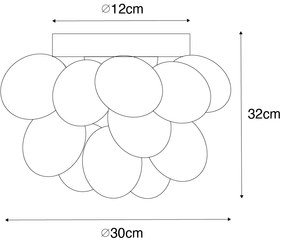 Stropní svítidlo Art Deco černé s opálovým sklem 3-světlo - Uvas