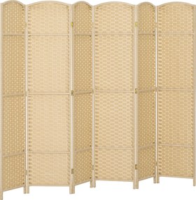 HOMCOM paravan pro vnitřní prostory ze dřeva, 6 panelů, 240 x 170 cm, skládací dělící stěna pro obývací pokoj, ložnici, přírodní