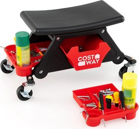Costway Pojízdná stolička pro mechaniky Těžká dílenská stolička na kolečkách