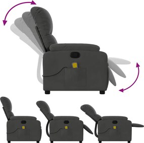 Masážní křeslo s polohovacím mechanismem, tmavě šedé, mikrovlákno 3206129