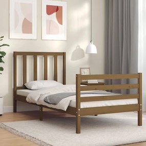 vidaXL Rám postele s čelem 90 x 200 cm masivní dřevo [3193844] Barva: Přírodní