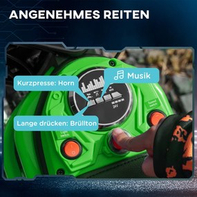 HOMCOM Dětská elektrická motorka 12V s klaksonem a světlem, 8-16 km/h, otočný plyn, pro děti 8-12 let, zelená | Aosom.de
