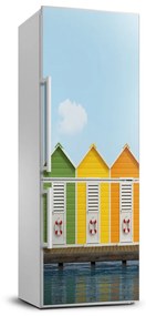 Wallmuralia Samolepící nálepka na ledničku Plážové kabinky 60x180 cm